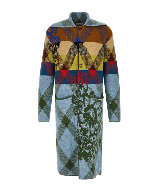 Dries Van Noten Long-sleeved Geometric Print Coat