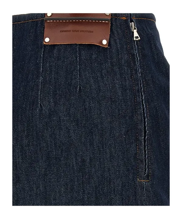 Dries Van Noten Draped Denim Skirt