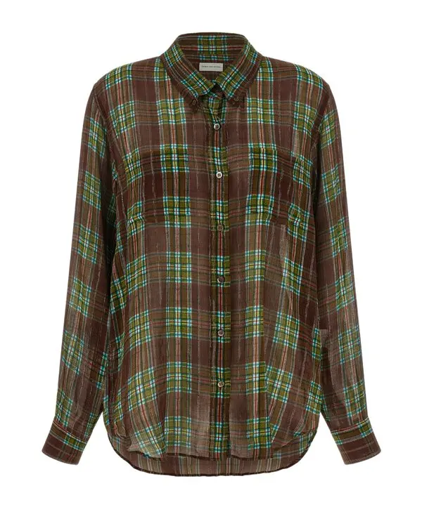 Dries Van Noten Checked Shirt With Metallic Thread