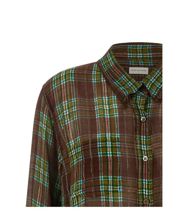 Dries Van Noten Checked Shirt With Metallic Thread