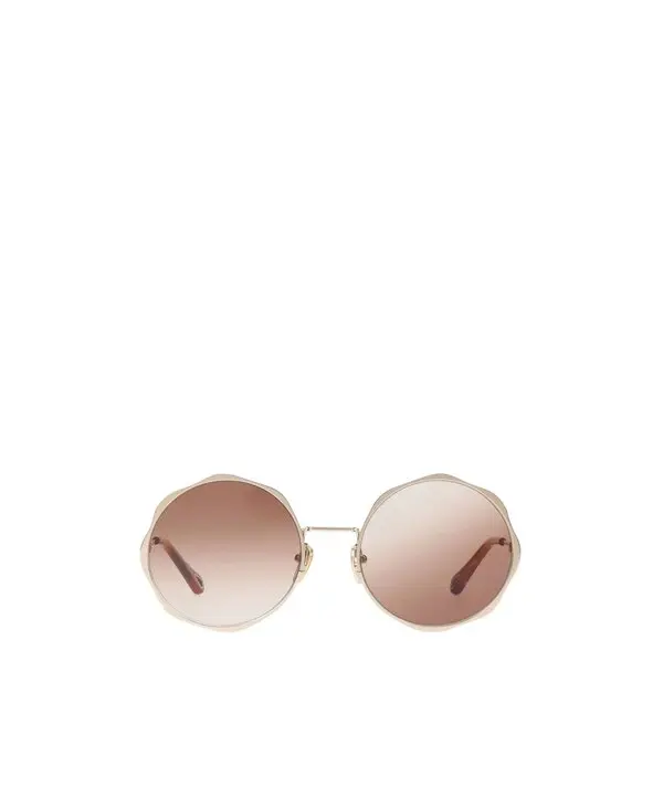 Chloé Round Frame Metallic Sunglasses - Gold