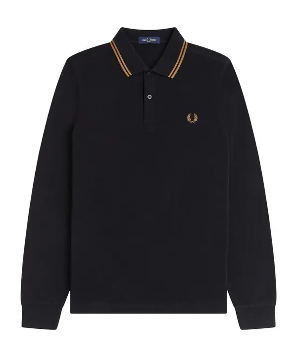 Fred Perry Longsleeve Collared Polo Shirt - Black
