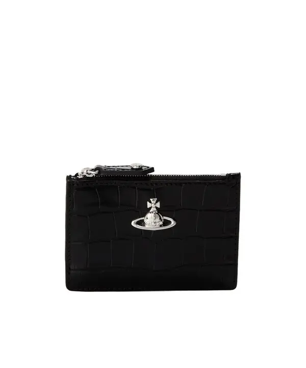 VIVIENNE WESTWOOD Glossy Crocodileembossed Card Holder - Black