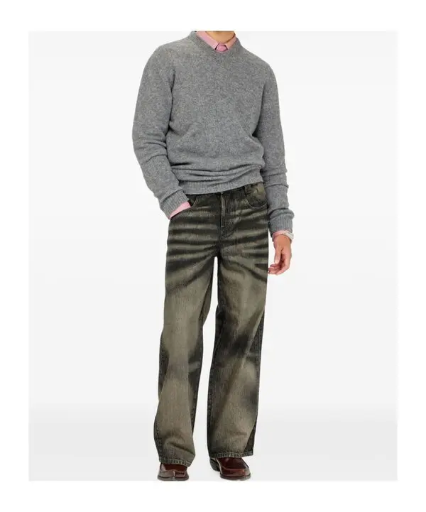 DIESEL® V-neck Jumper In Wrinkled Boiled Knit