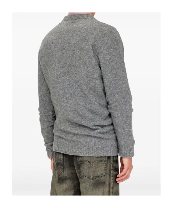 DIESEL® V-neck Jumper In Wrinkled Boiled Knit