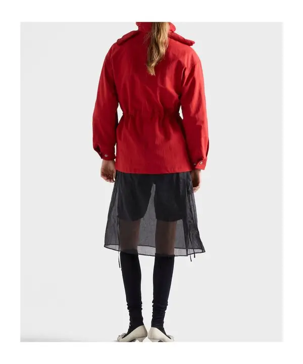 Prada Technical Fabric Parka With Shearling Trim