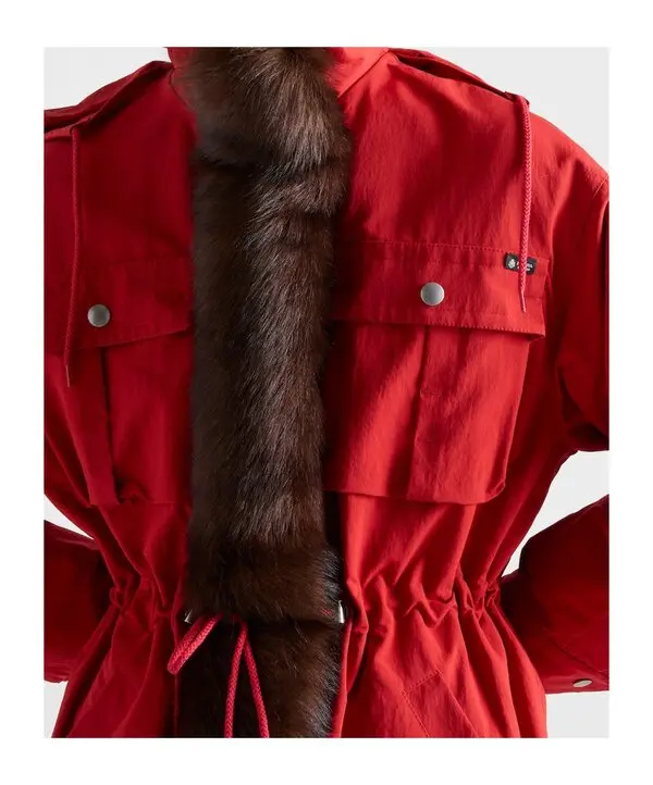 Prada Technical Fabric Parka With Shearling Trim