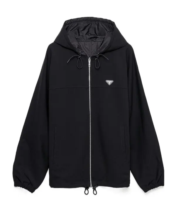 Prada Technical Fleece Hoodie Jacket - Black