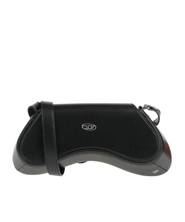 DIESEL® Medium-sized Leather Saddle Bag - Black