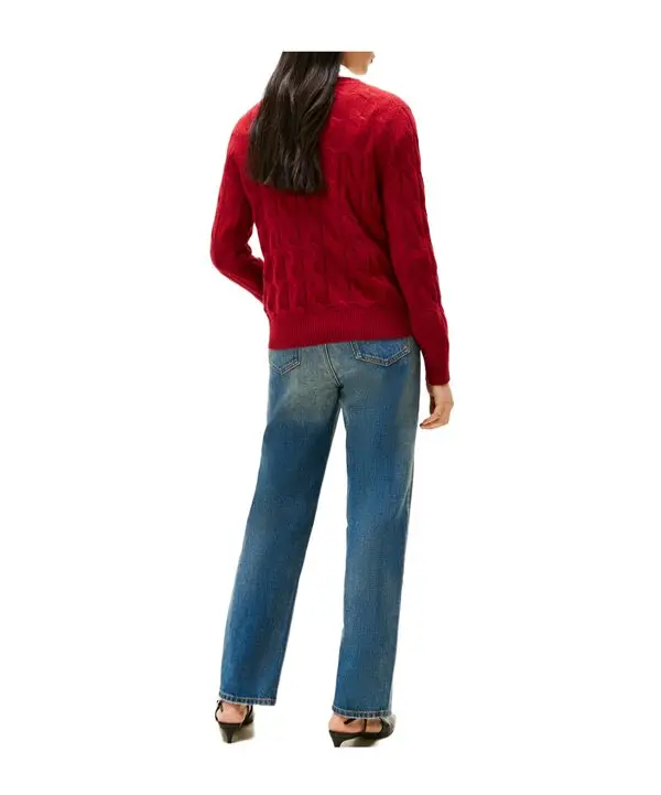 Tommy Hilfiger Brightred Crewneck Cableknit Sweater