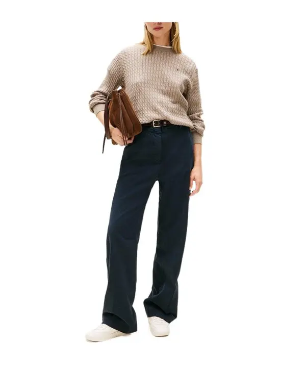 Tommy Hilfiger Light Oat Crewneck Cableknit Sweater