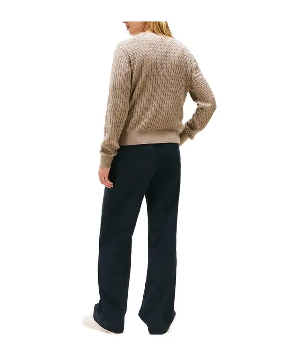 Tommy Hilfiger Light Oat Crewneck Cableknit Sweater