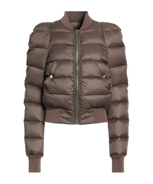 Rick Owens Down Puffer Jacket With Zip Fastening - Brown