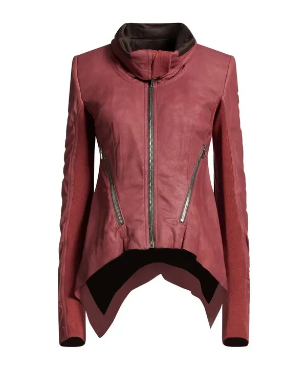Rick Owens Asymmetrical Leather Jacket - Red