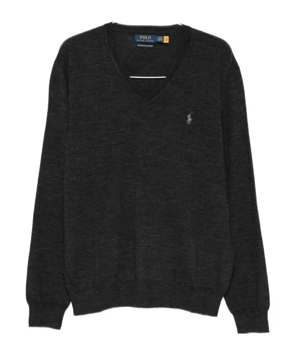 Polo Ralph Lauren V-neck Wool Sweater - Dark Gray