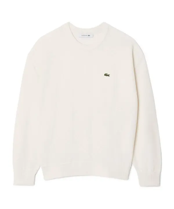 Lacoste Offwhite Crewneck Knit Sweatshirt - White
