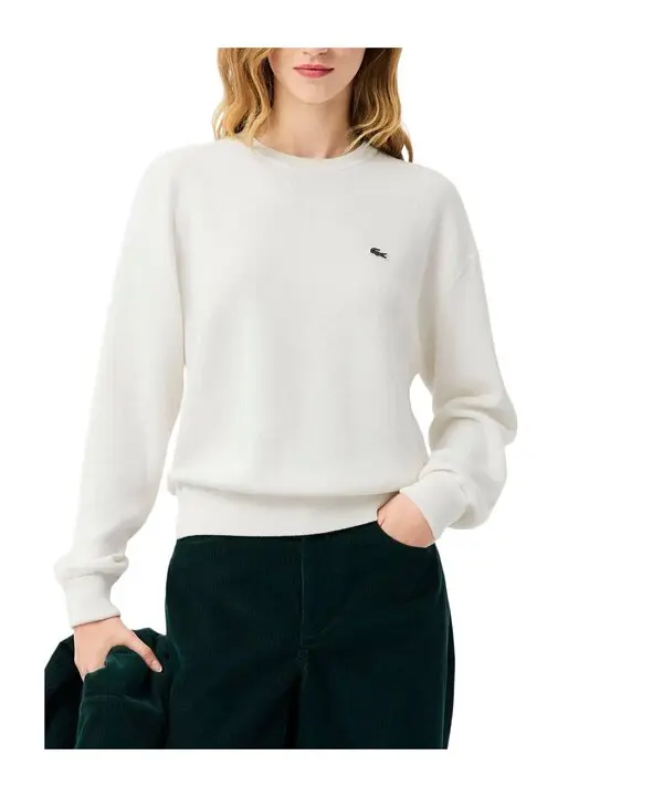 Lacoste Offwhite Crewneck Knit Sweatshirt