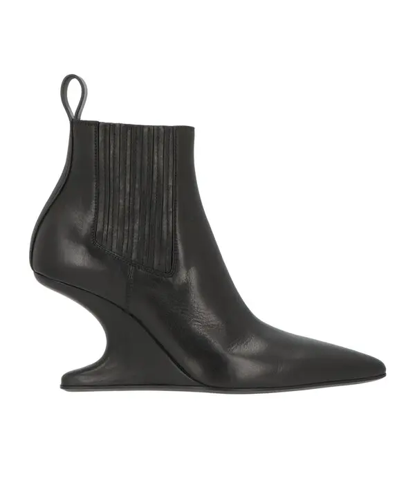 Rick Owens Sculptural Heel Ankle Boots - Black