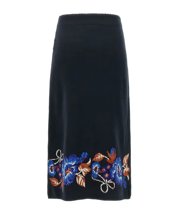 Farm Rio Floral Intarsia Knitted Midi Skirt