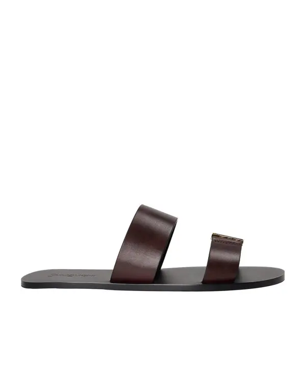 Saint Laurent Flat Sandals With Buckle Detailing