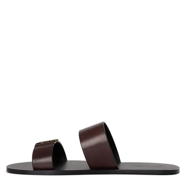 Saint Laurent Flat Sandals With Buckle Detailing