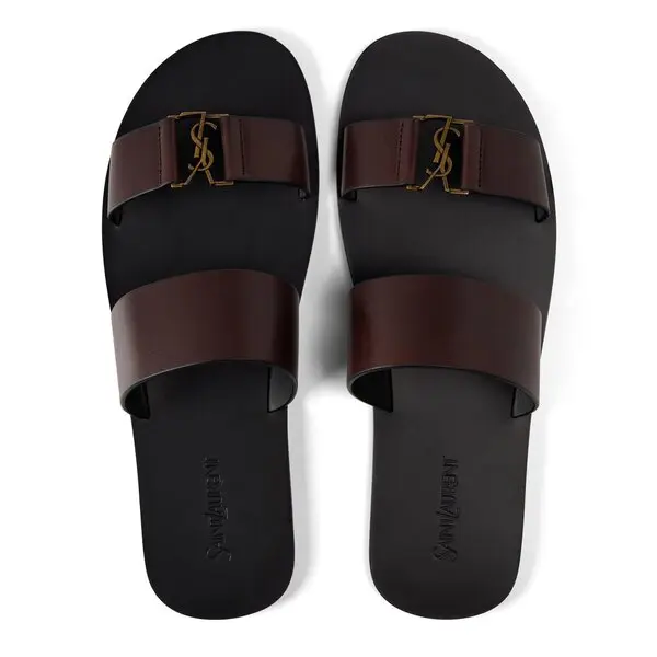 Saint Laurent Flat Sandals With Buckle Detailing
