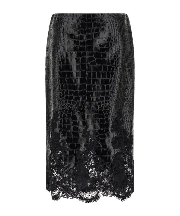 Ermanno Scervino Croc-embossed Midi Skirt