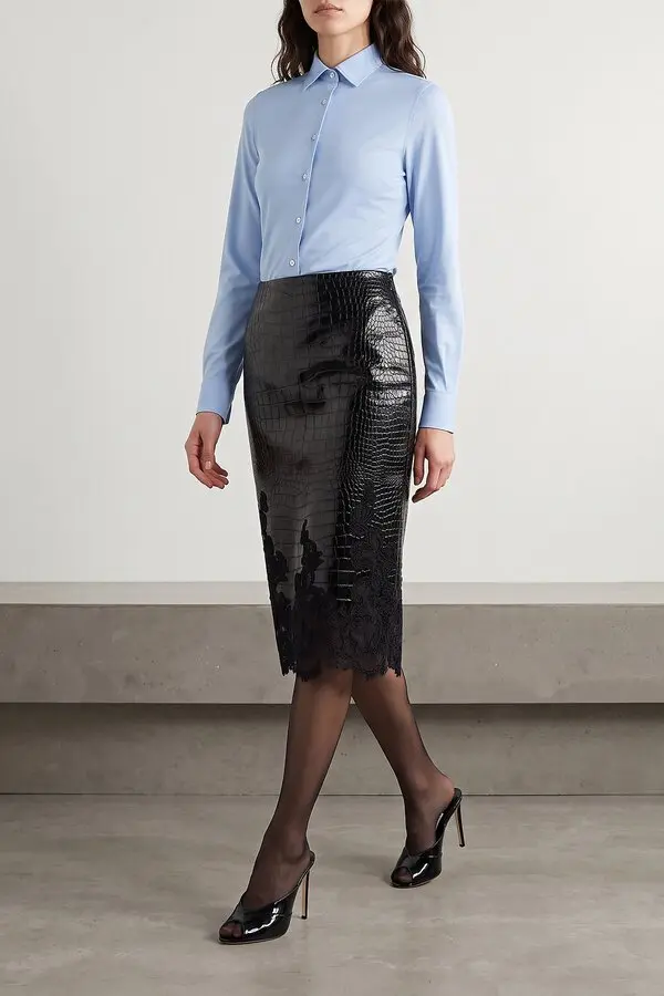 Ermanno Scervino Croc-embossed Midi Skirt