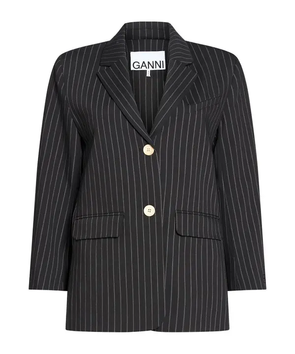 GANNI Single-breasted Blazer - Black