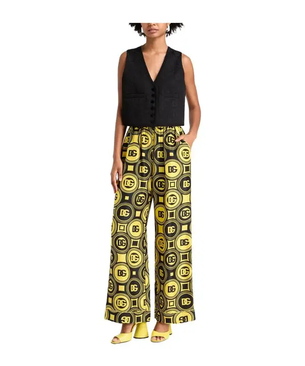 Dolce & Gabbana Monogram Print Wide Leg Trousers