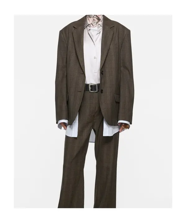 Acne Studios Checked Wool Suit Jacket - Brown/black