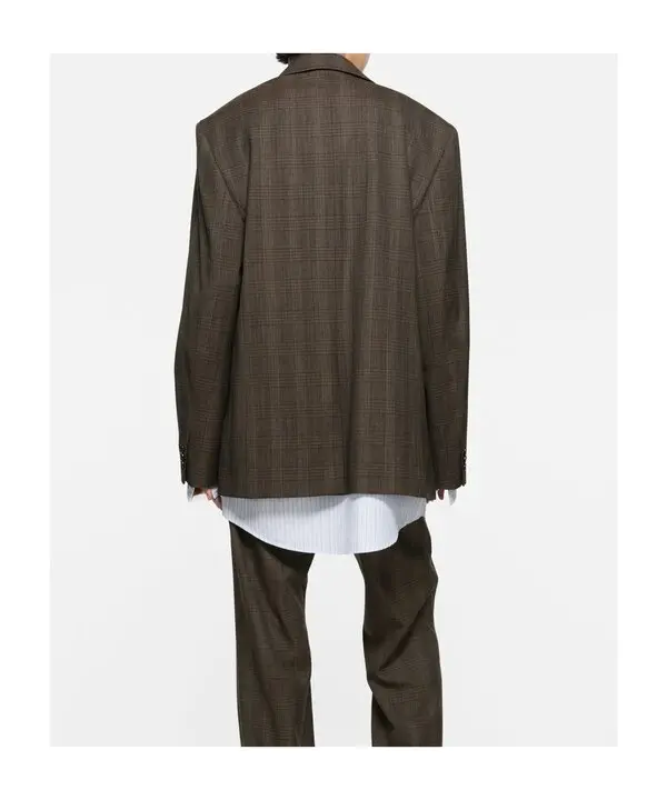Acne Studios Checked Wool Suit Jacket - Brown/black