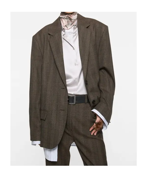 Acne Studios Checked Wool Suit Jacket - Brown/black