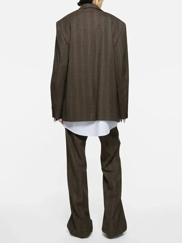Acne Studios Checked Wool Suit Jacket - Brown/black