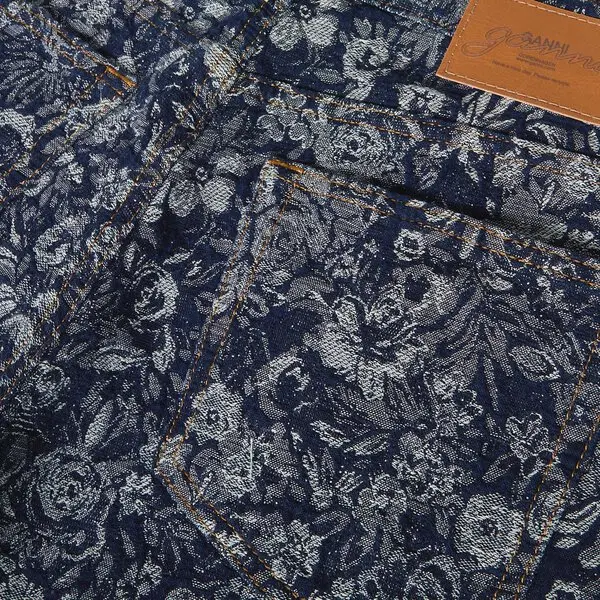 GANNI Floral Print Denim Jeans - Black