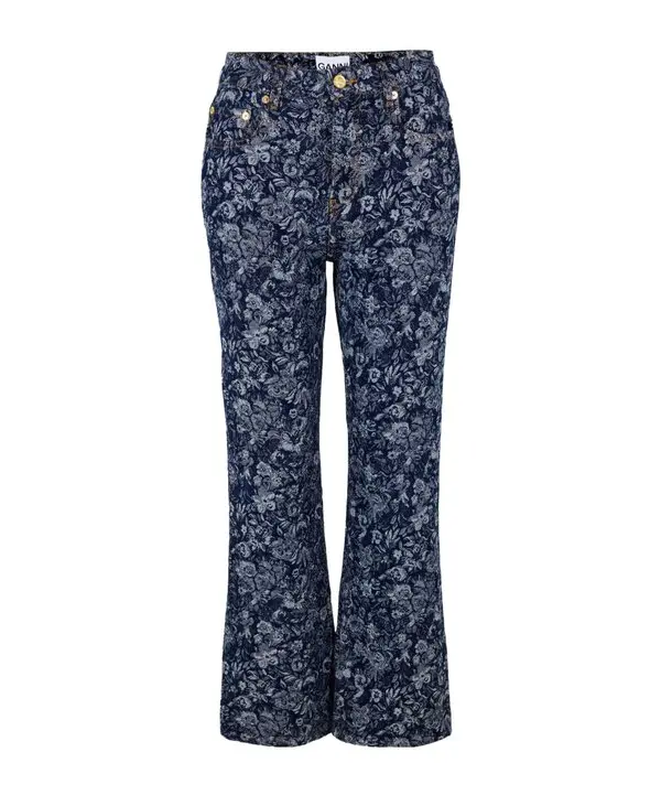 GANNI Floral Print Denim Jeans - No