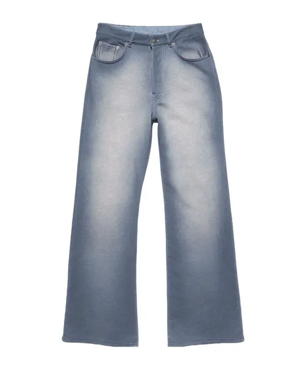 Acne Studios Wide Leg Fleece Trousers With Faded Finish - Gray Blend