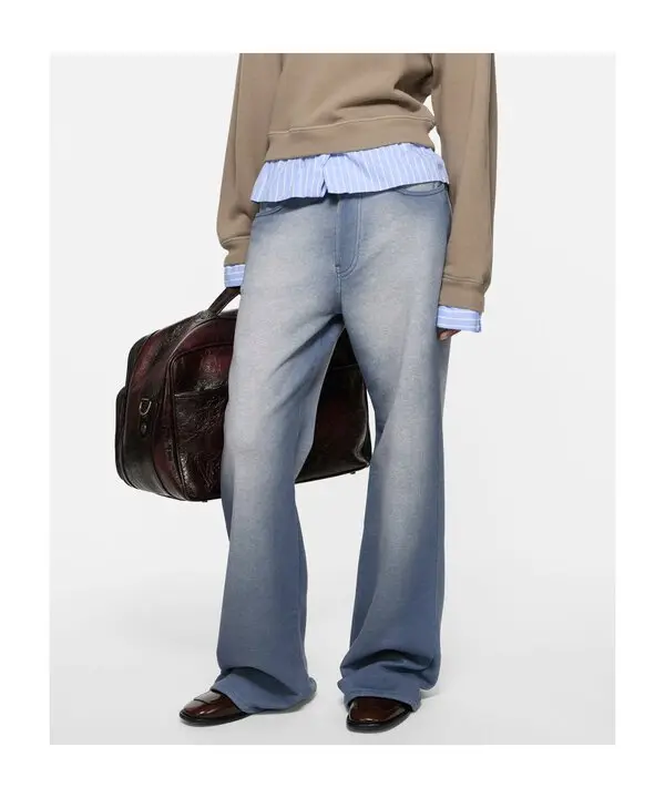Acne Studios Wide Leg Fleece Trousers With Faded Finish
