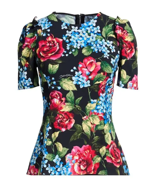 Dolce & Gabbana Floral Short-sleeve Top - Black