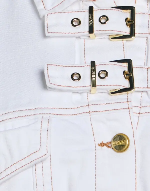 GANNI Denim Trucker Jacket With Appliqués