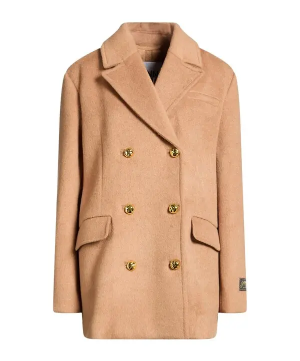 GANNI Double-breasted Coat - Nude