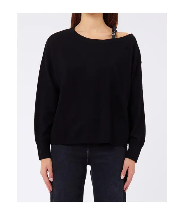 Liu Jo Long Sleeve Knit Top With Angled Shoulder Detail