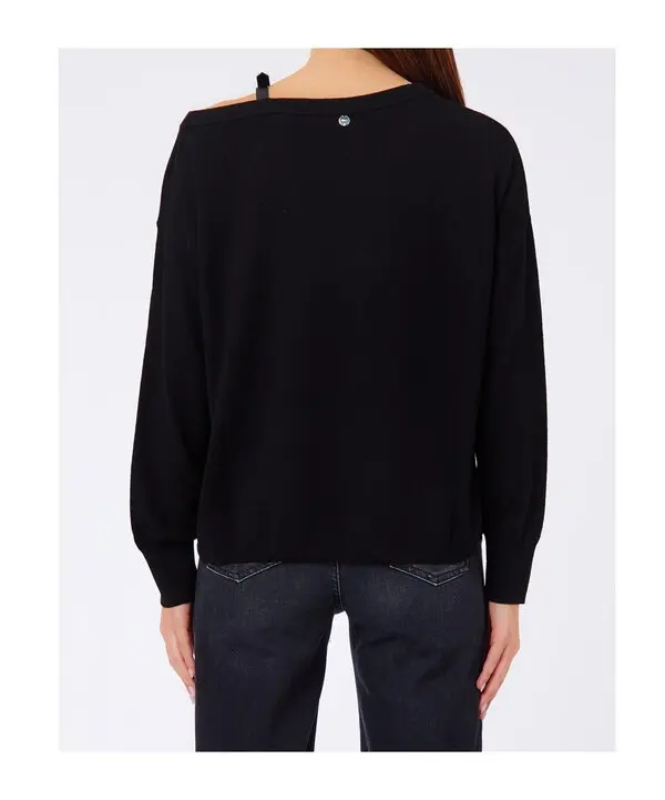 Liu Jo Long Sleeve Knit Top With Angled Shoulder Detail