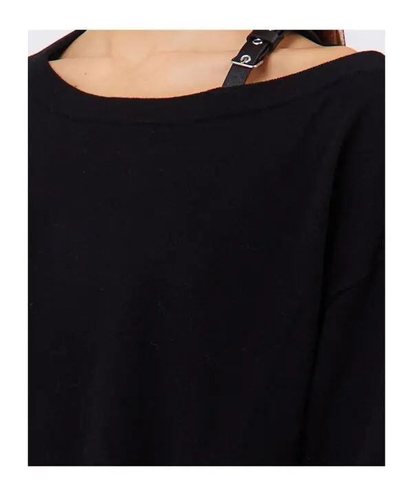 Liu Jo Long Sleeve Knit Top With Angled Shoulder Detail