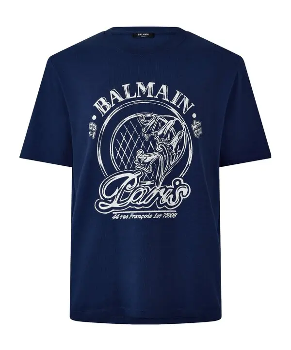 Balmain Crewneck Shortsleeve Tee - Blue