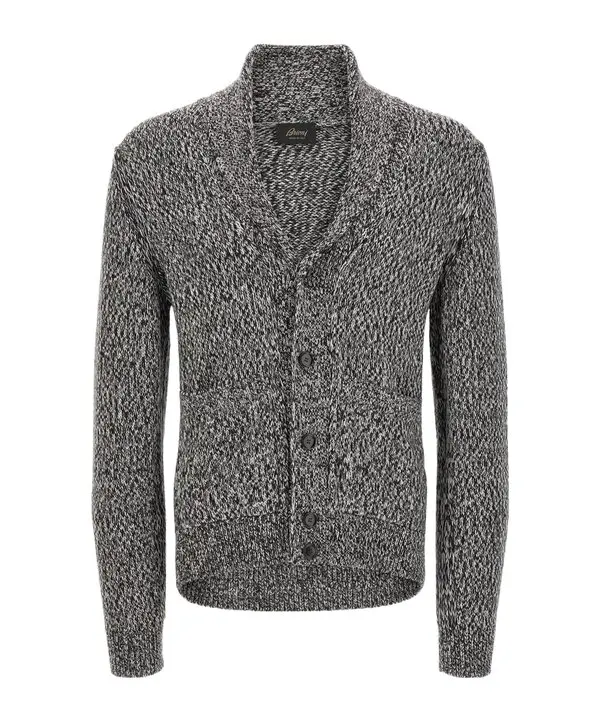 Brioni Long-sleeve Open-front Cardigan - White/black