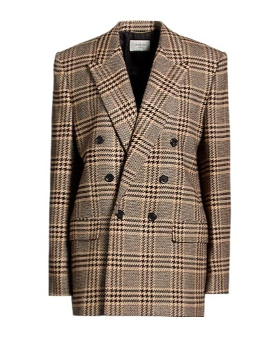 Saint Laurent Double-breasted Checked Blazer - No