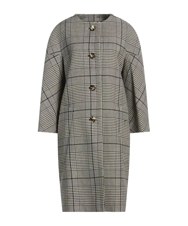 Marni Plaid Single-breasted Long Coat - Black