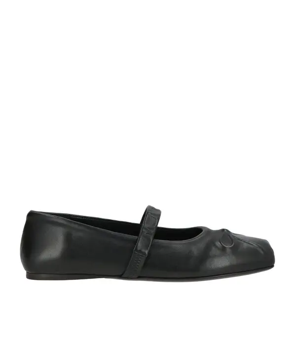 Marni Minimalist Solidcolor Mary Jane Leather Shoes - Black