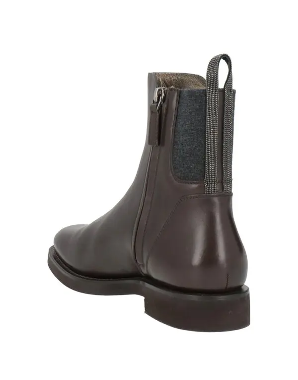 Brunello Cucinelli Leather Ankle Boots With Crystal Embellishments